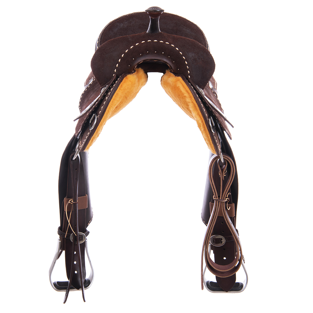 Chocolate RO Full Natural Buckstitch Notched Barrel Saddle