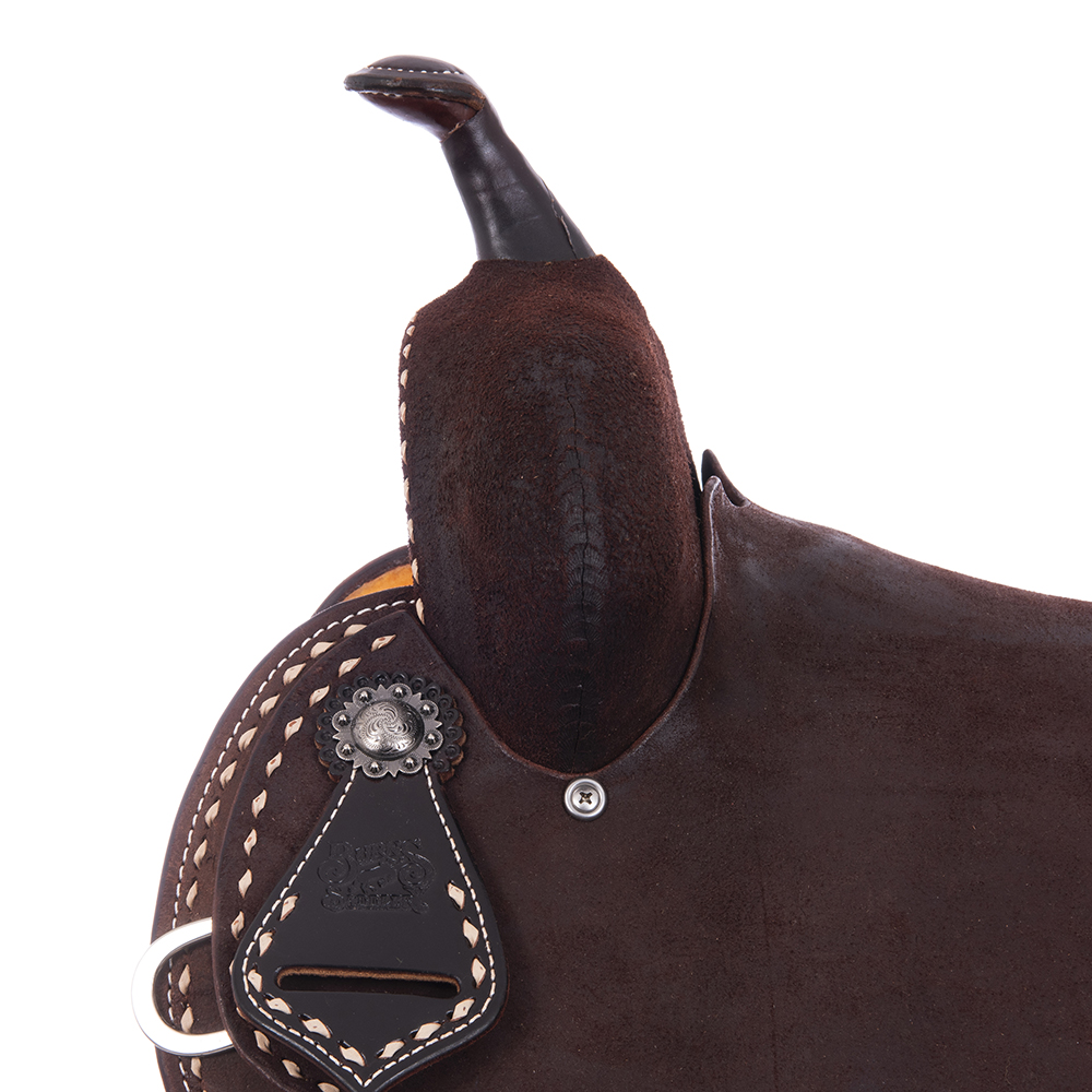 Chocolate RO Full Natural Buckstitch Notched Barrel Saddle