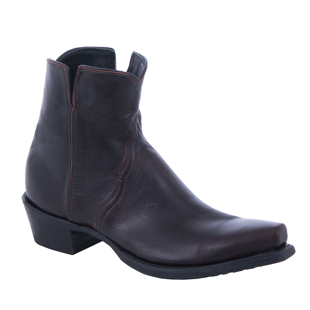 Ladies Black Cherry Goat Short Boots w/ Mini Vibram Sole