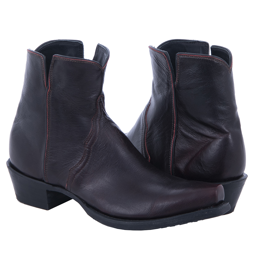 Ladies Black Cherry Goat Short Boots w/ Mini Vibram Sole