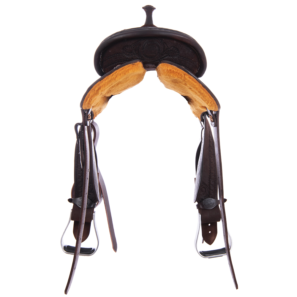Chocolate RO D Daisy Snake Border Round Barrel Saddle