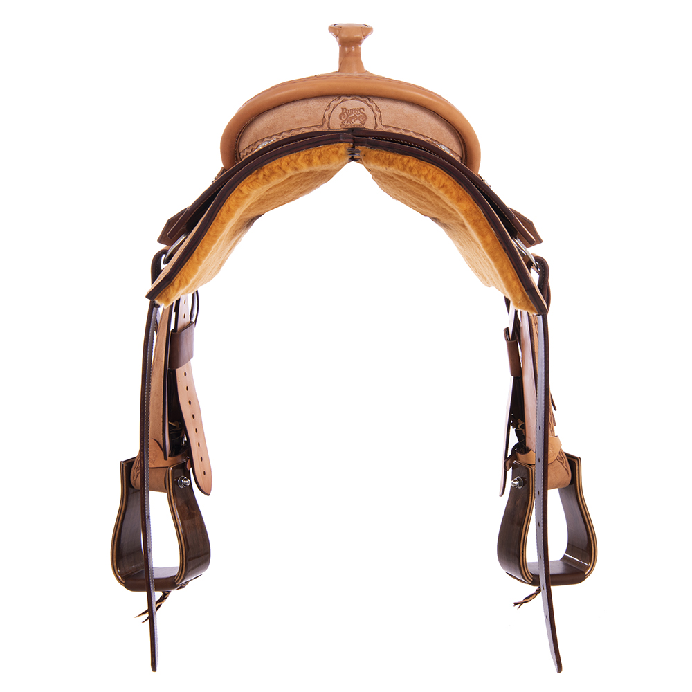 Russet RO Notched Aztec Bison Inlay Team Rope Saddle