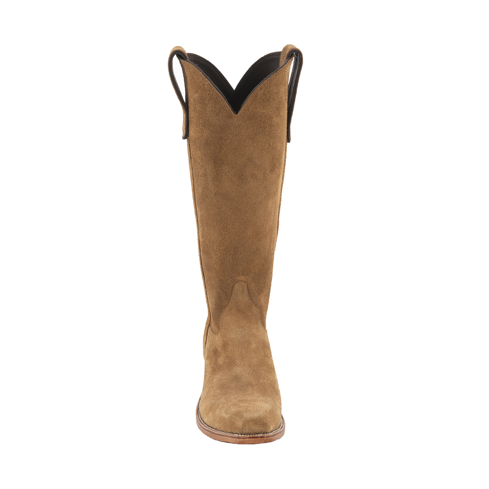 Burns Women's Tan Rough Out Suede Tall Cowboy Boot