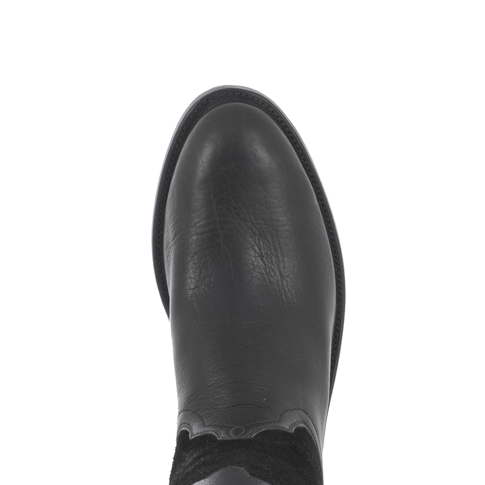 Ladies Black Bison Roughout Roper Boots