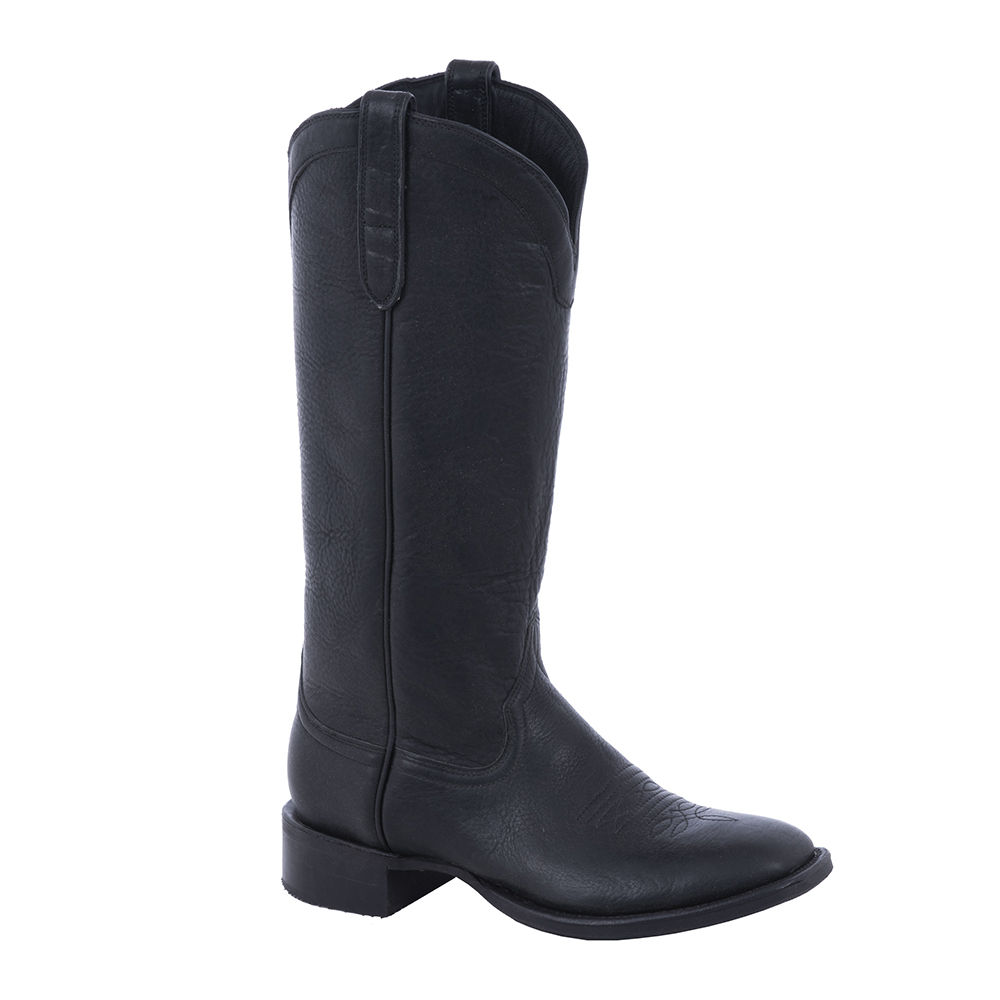 Ladies 15" Black Bison Cowboy Boots MIni Vibram Sole