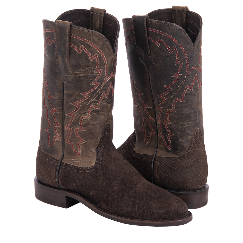 Men's 12" Chocolate Hippo Red Stitch Roper Boot