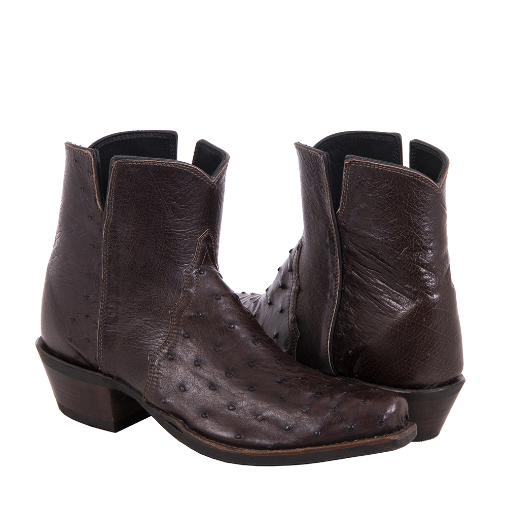 Ladies Nicotine Ostrich Short Boots Mini Vibram Sole