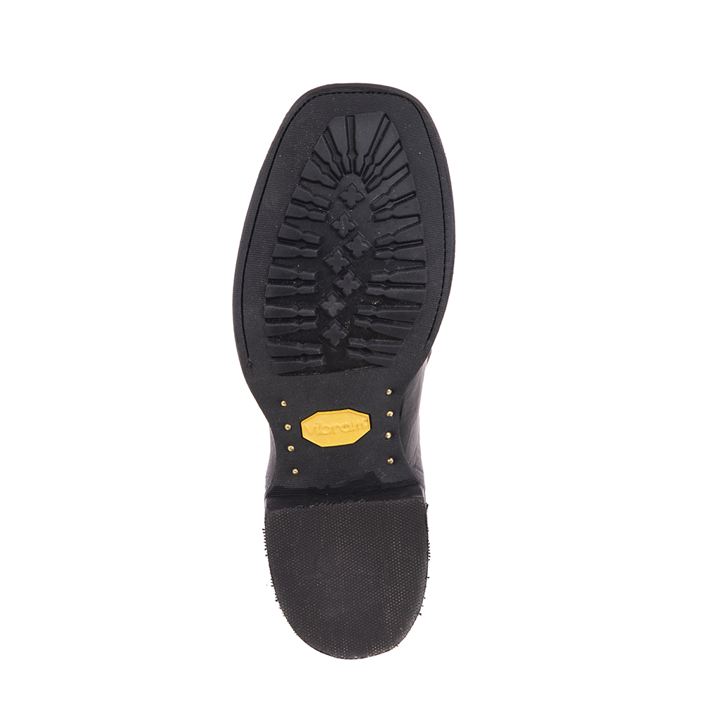 Men's 12" Black Bison Aniline Cowboy Boot Mini Vibram Sole