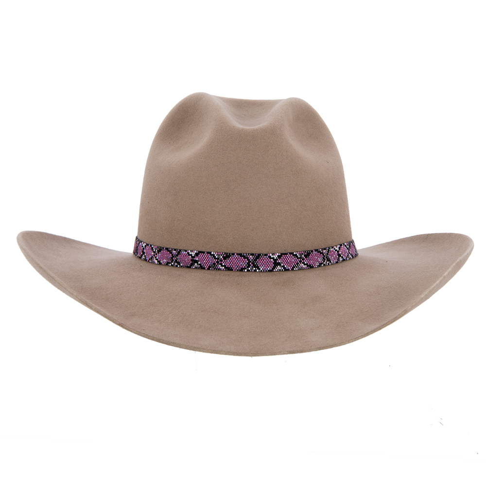 Burns Custom Pink Peyote Snake Hat Band