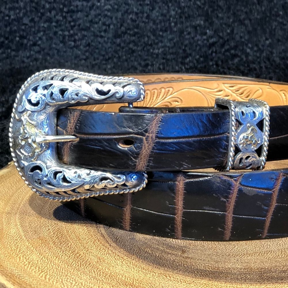 Clive 14K Gold Bronc Buckle Set