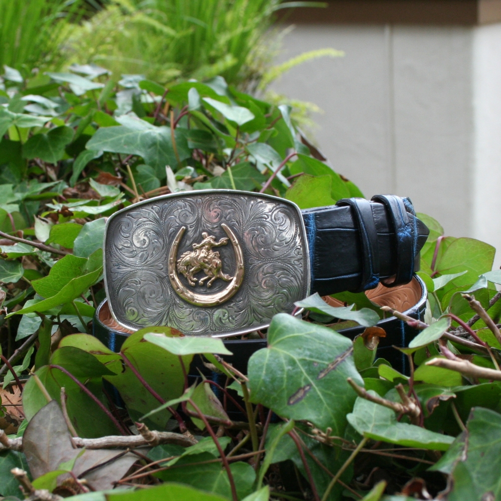 Colt 14K Horeshoe and Bronco Western Buckle