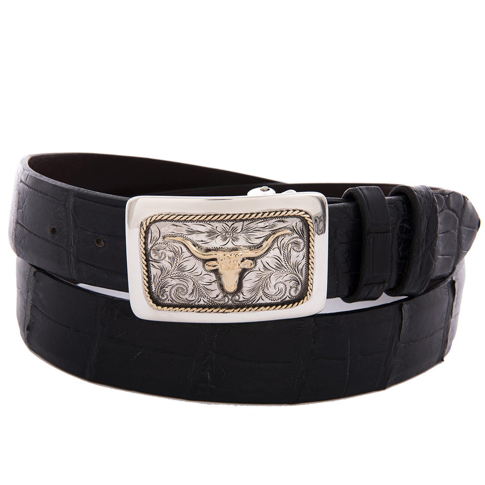 Grove 14K Steer Buckle with Rope Border